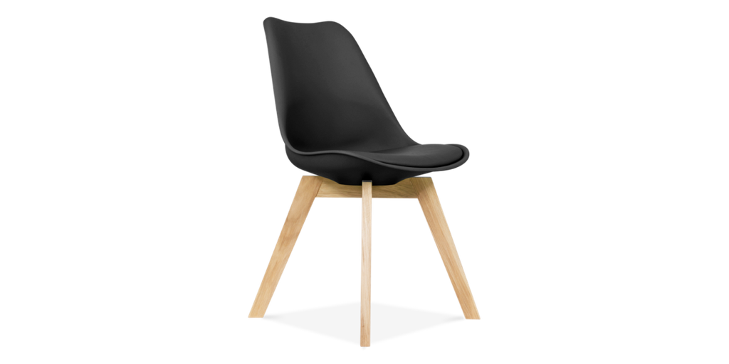 Modern műanyag szék üléspárnával, bükk - fekete - CARDIFF