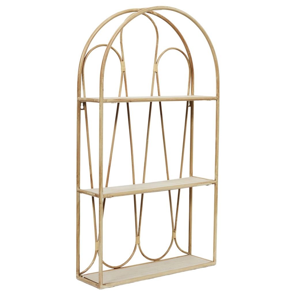 Fali polc, félkör alakú, fém - fa, bézs - COLONIAL - ️ Időtálló design ...